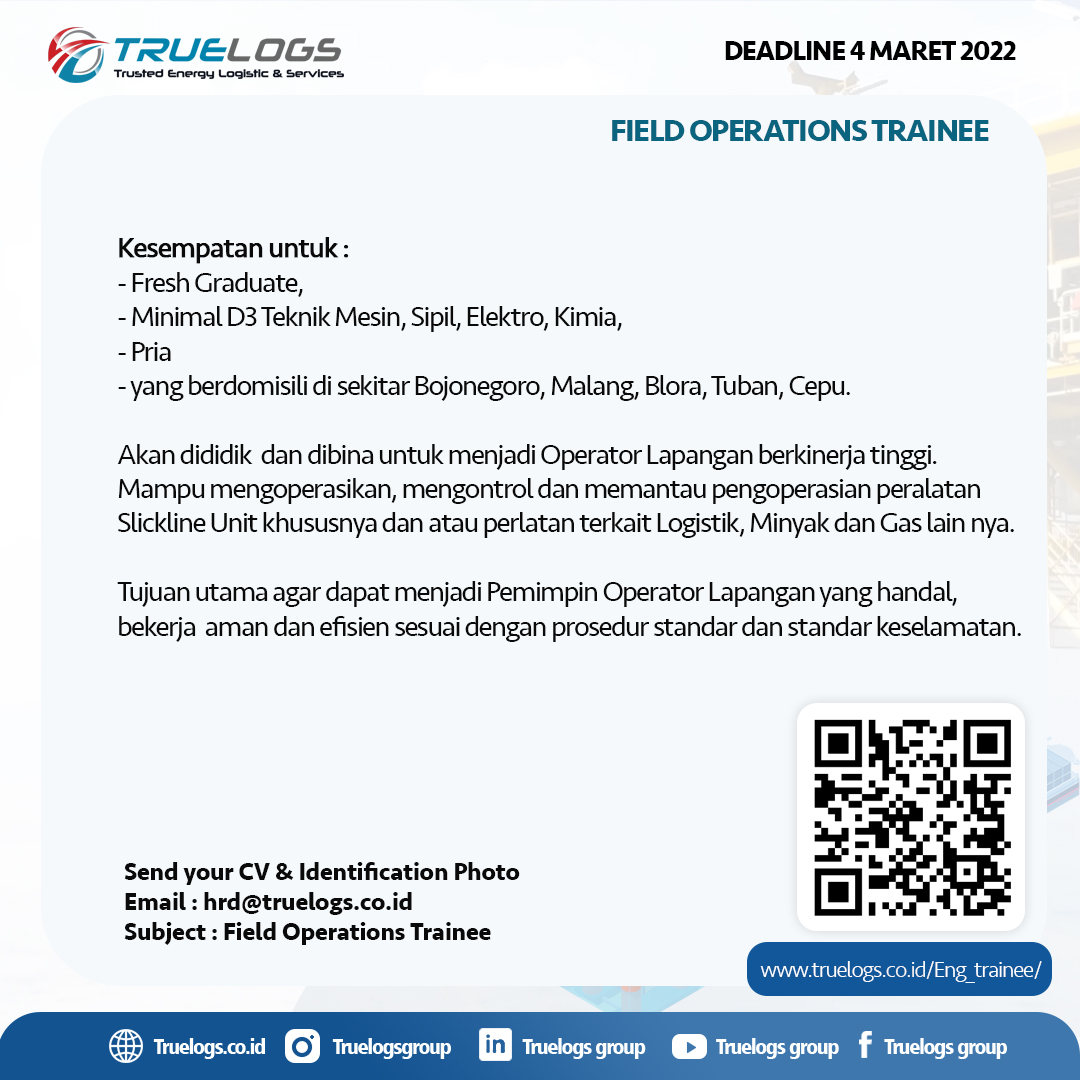FRESH GRADUATE – TRAINEE PROGRAM - Truelogs Group
